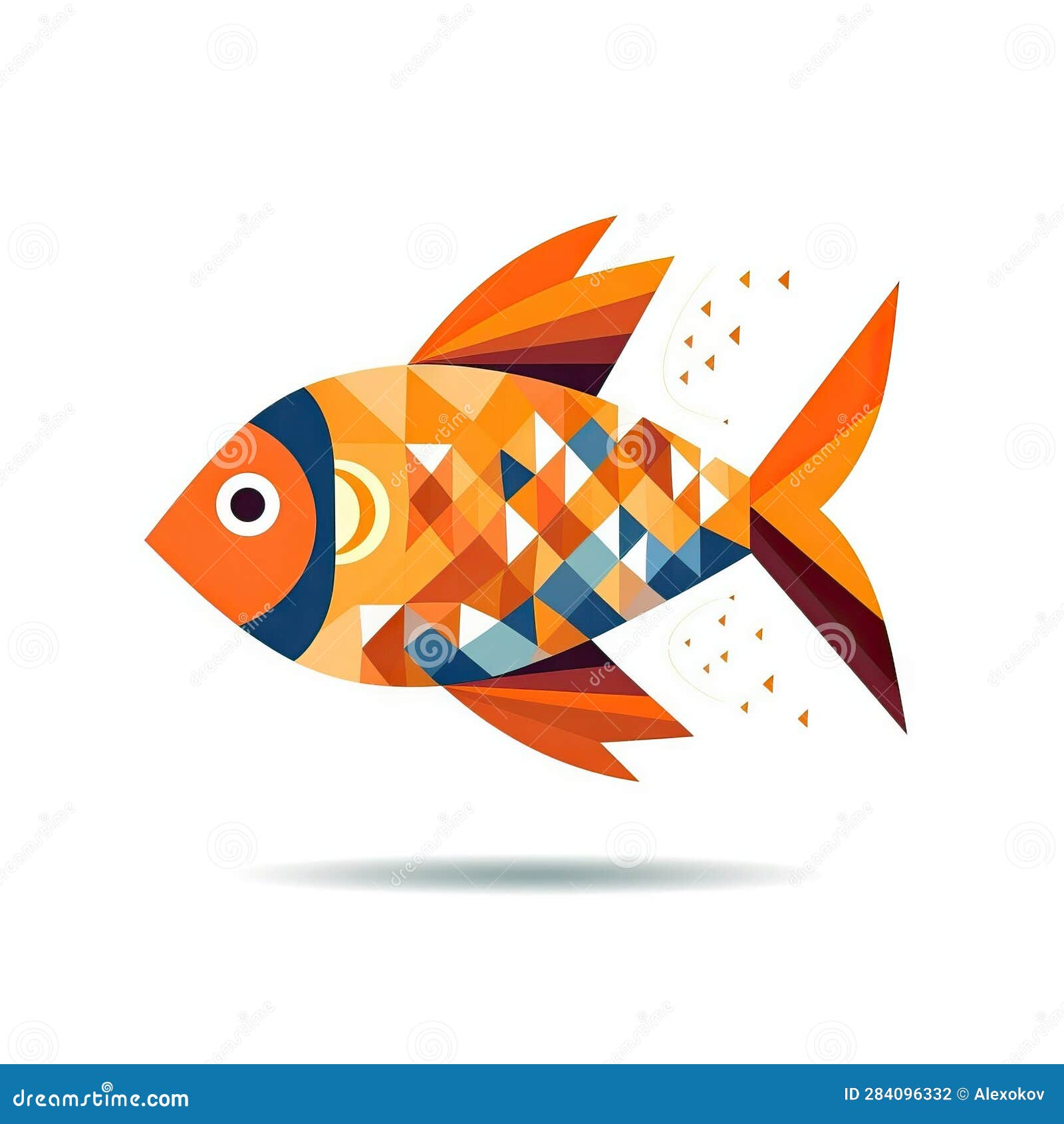 Modern and Minimalistic Geometric Fish on White Background AI Generated ...