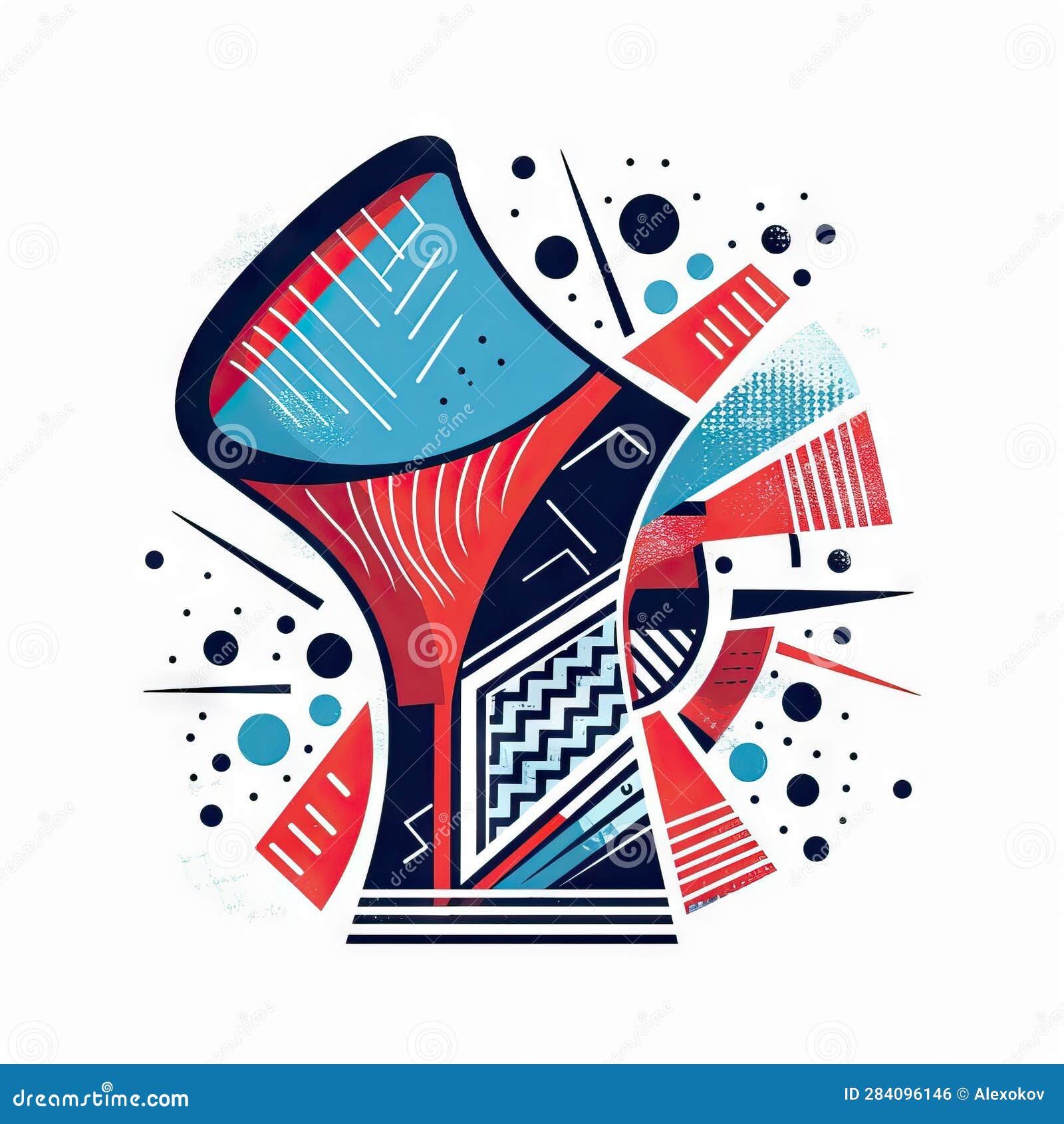 Modern and Minimalistic Geometric Line Art Megaphone on White ...