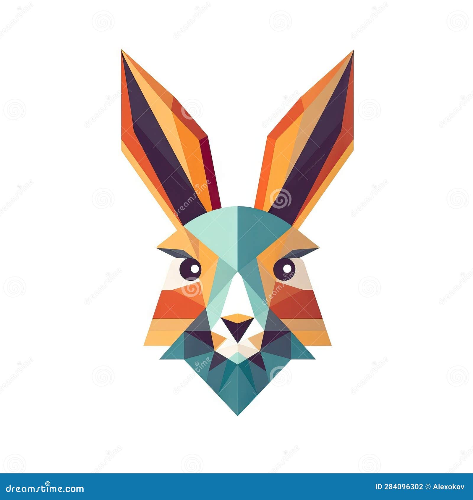 Modern and Minimalistic Geometric Rabbit Head on White Background AI ...