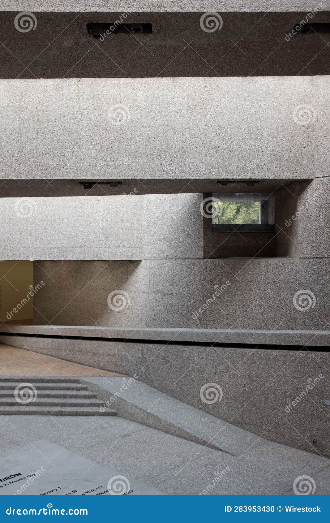 Minimalistic Concrete Rough Interior with Abstract Pillars and Stairs ...