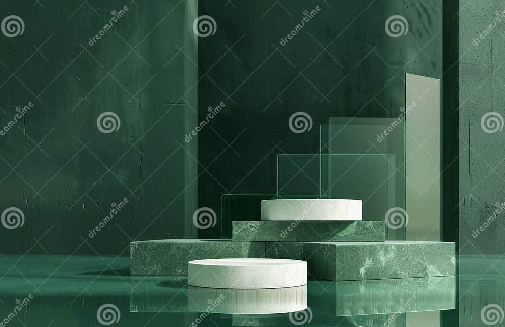 Modern Minimalistic Interior with White Stone Blocks and Reflective ...