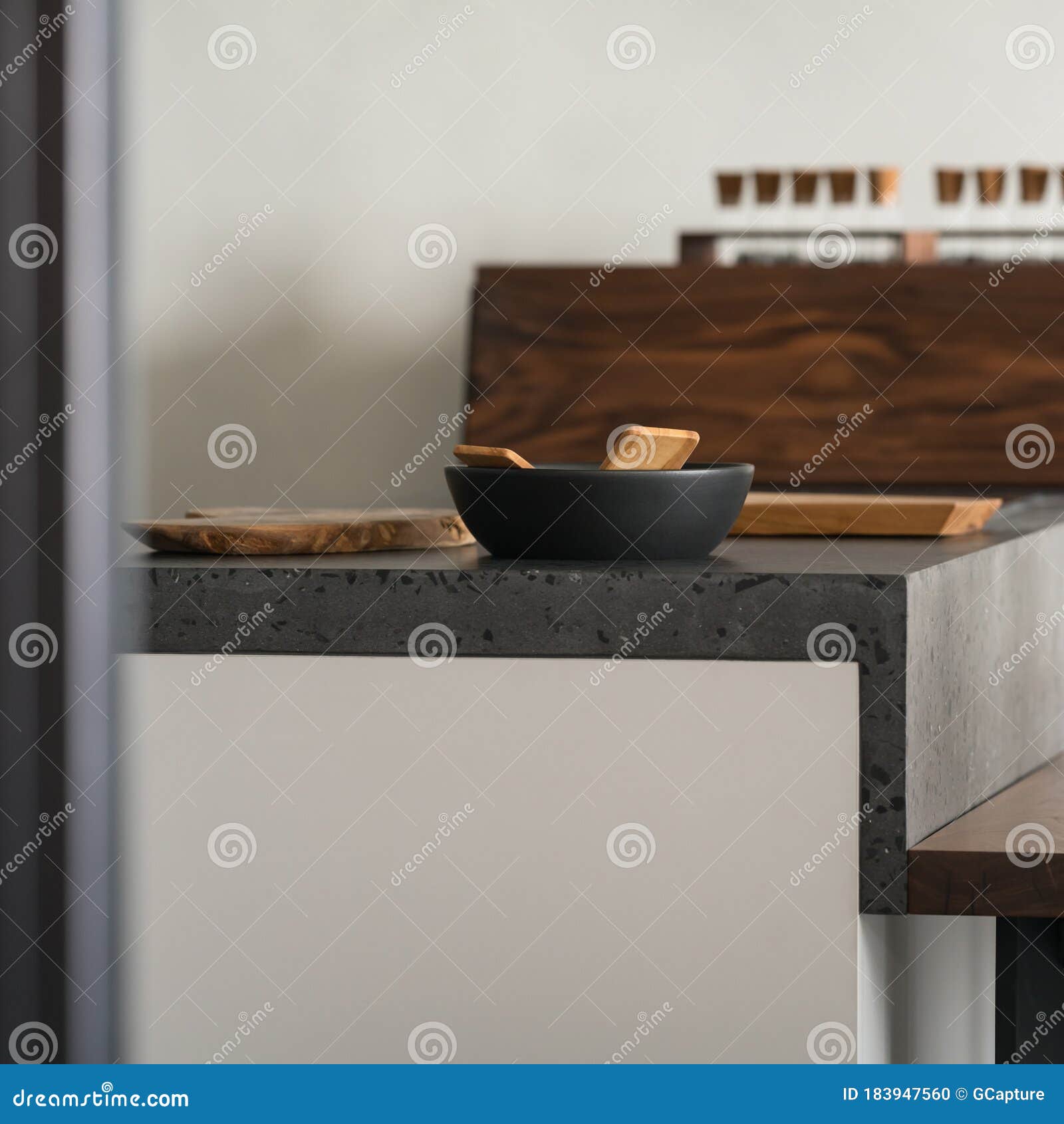 Modern Minimalistic Kitchen Interior with Concrete Terrazzo Countertop ...