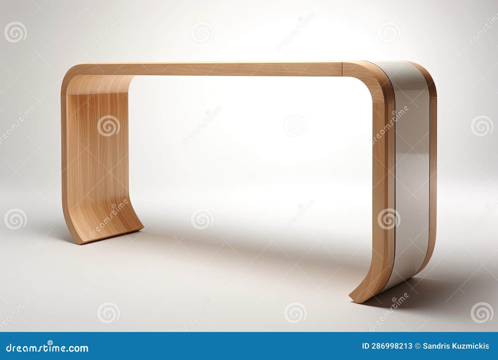 A Modern Minimalistic Light Wooden Console Table with White Background ...