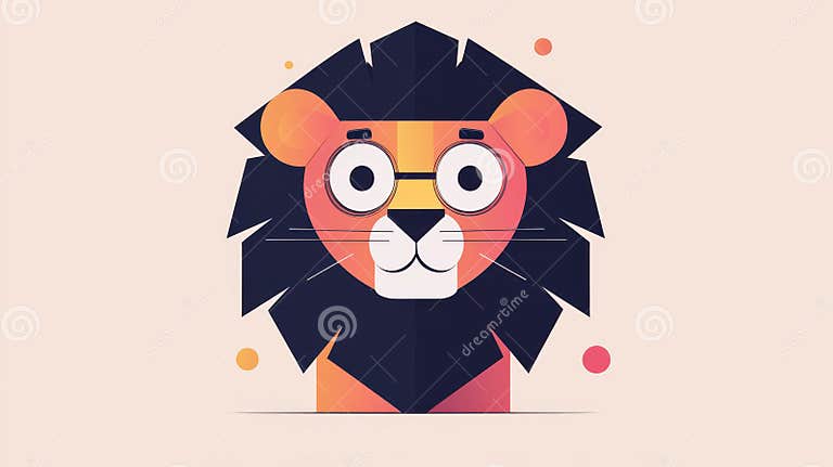A Modern, Minimalistic Lion Design Featuring a Bold Mane and Flat ...