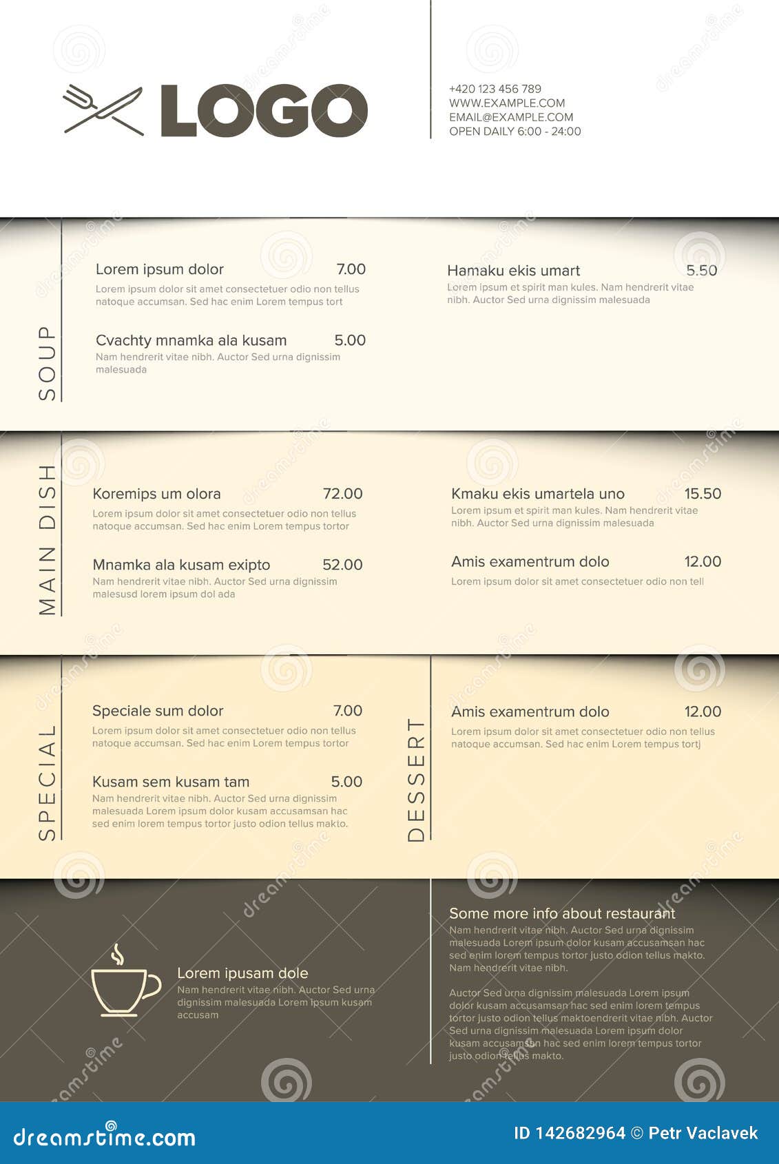 Modern Minimalistic Restaurant Menu Template Stock Vector ...