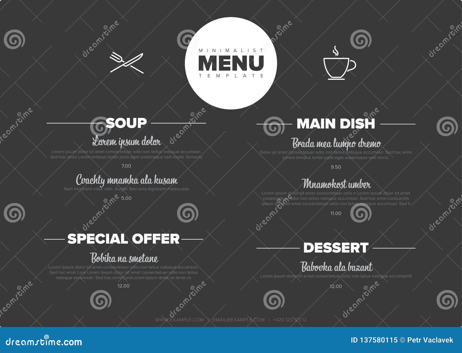 Modern Minimalistic Restaurant Menu Template Stock Vector ...