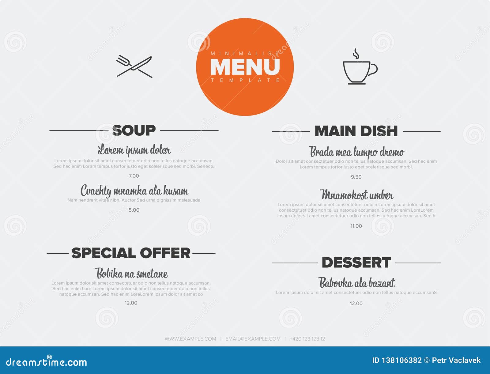 Modern Minimalistic Restaurant Menu Template Stock Vector ...