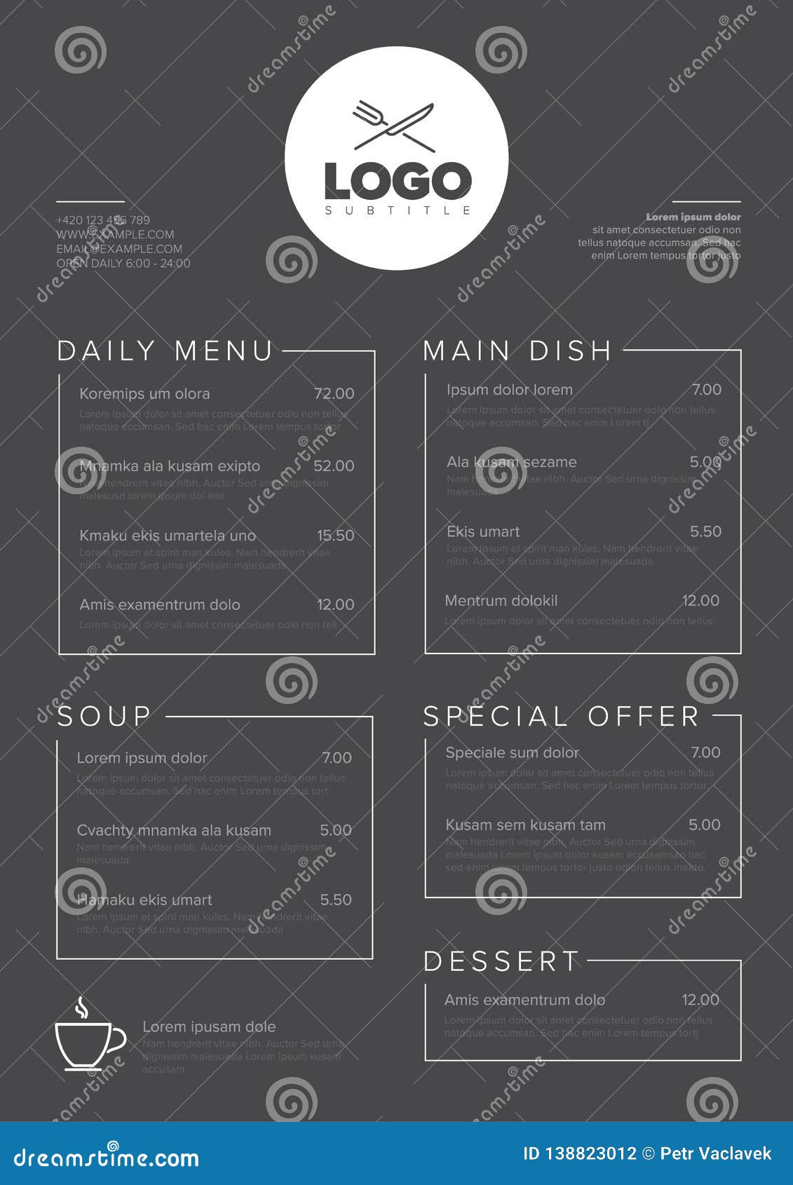 Modern Minimalistic Restaurant Menu Template Stock Vector ...