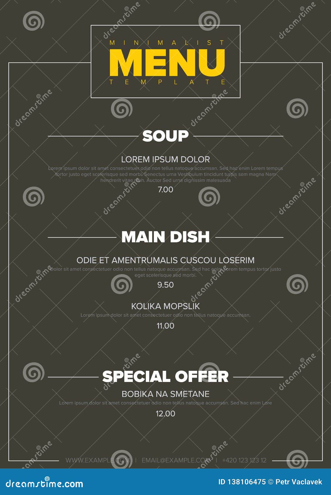 Modern Minimalistic Restaurant Menu Template Stock Vector ...