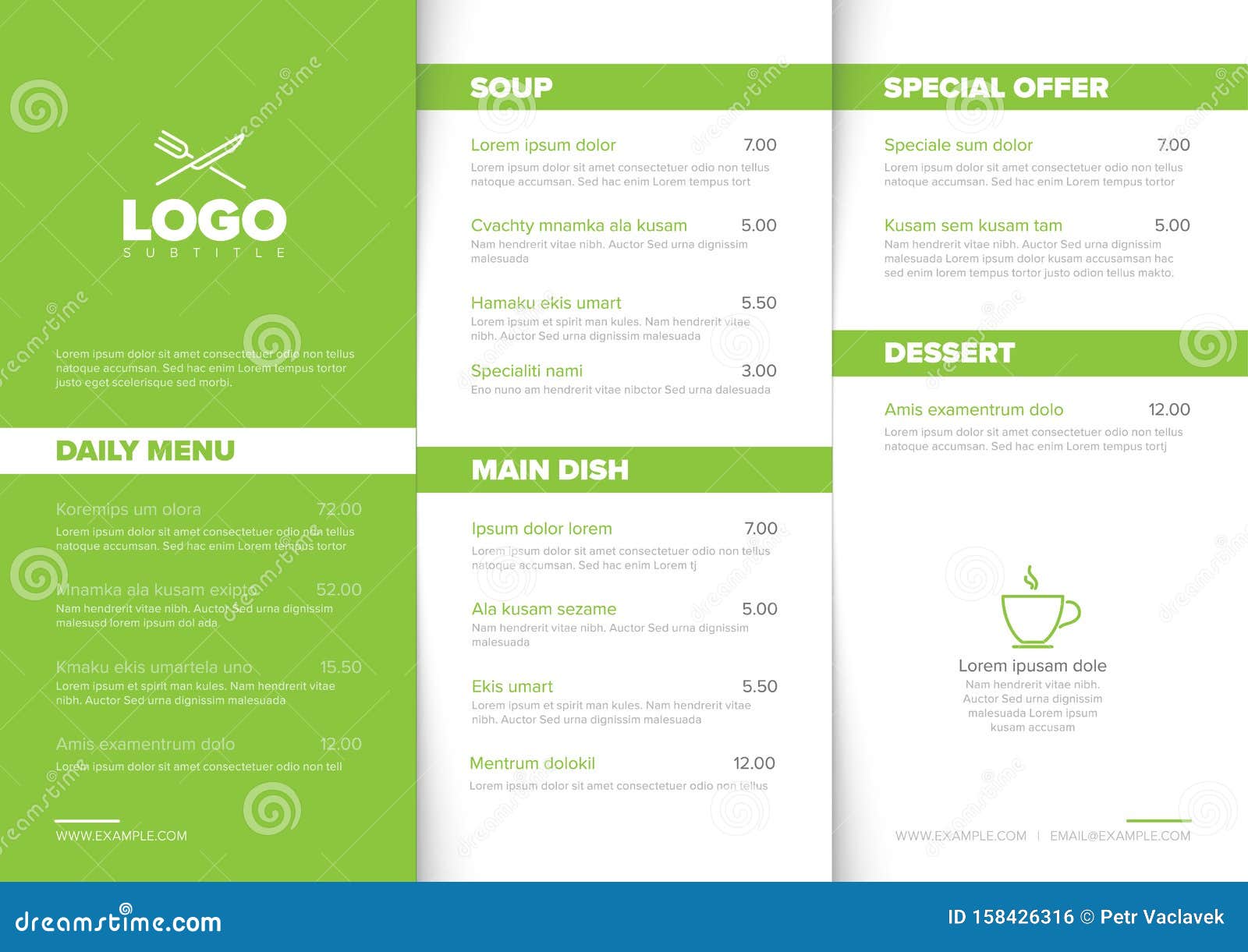 Modern Minimalistic Restaurant Menu Template Stock Vector ...