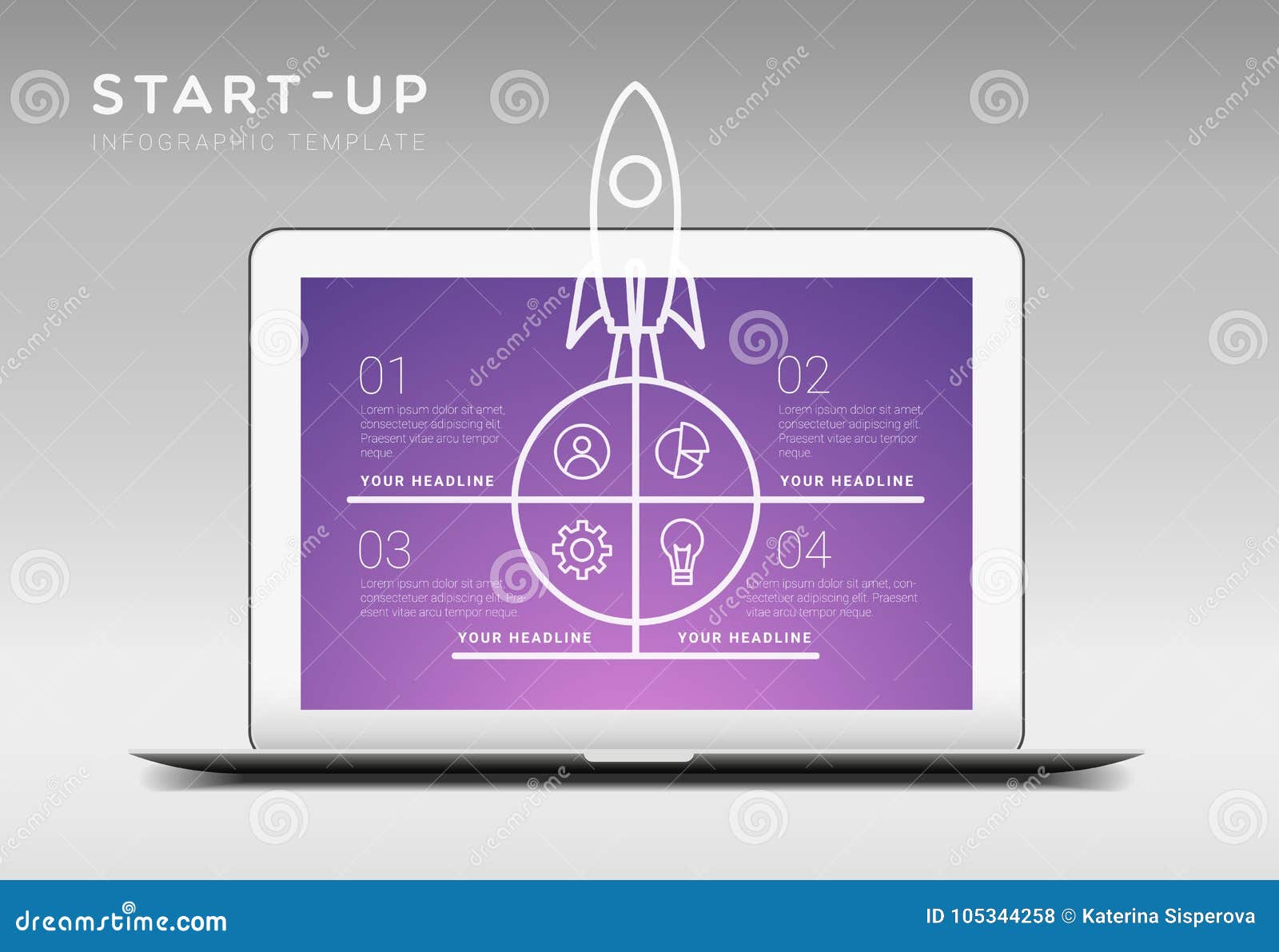 Modern Minimalistic Vector Startup Themed Infographic Template W Stock Vector - Illustration of ...