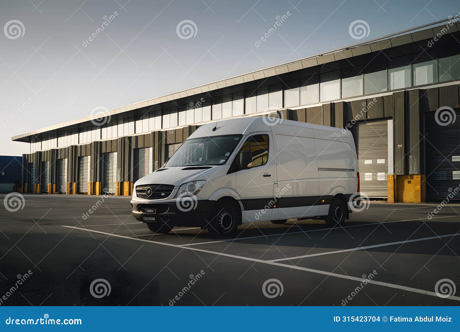 Modern Minivan Ready for Loading at Logistics Park Near Warehouse Stock ...