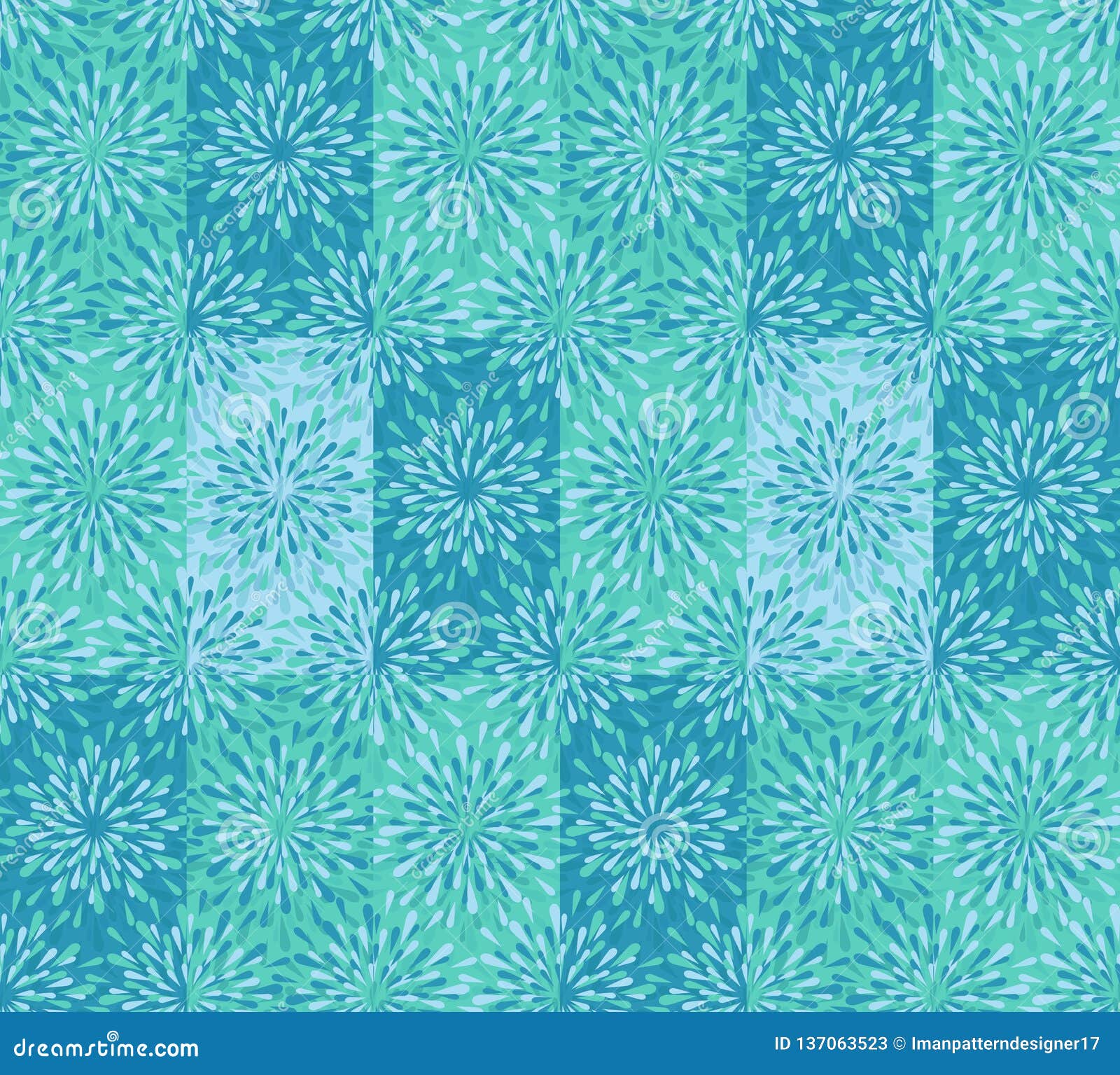 Modern Mint Blue and Green Repeating Floral Pattern Stock Vector ...