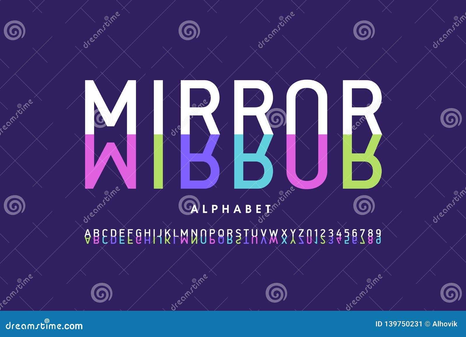 Modern Mirror Style Font Design Stock Vector - Illustration of hipster ...