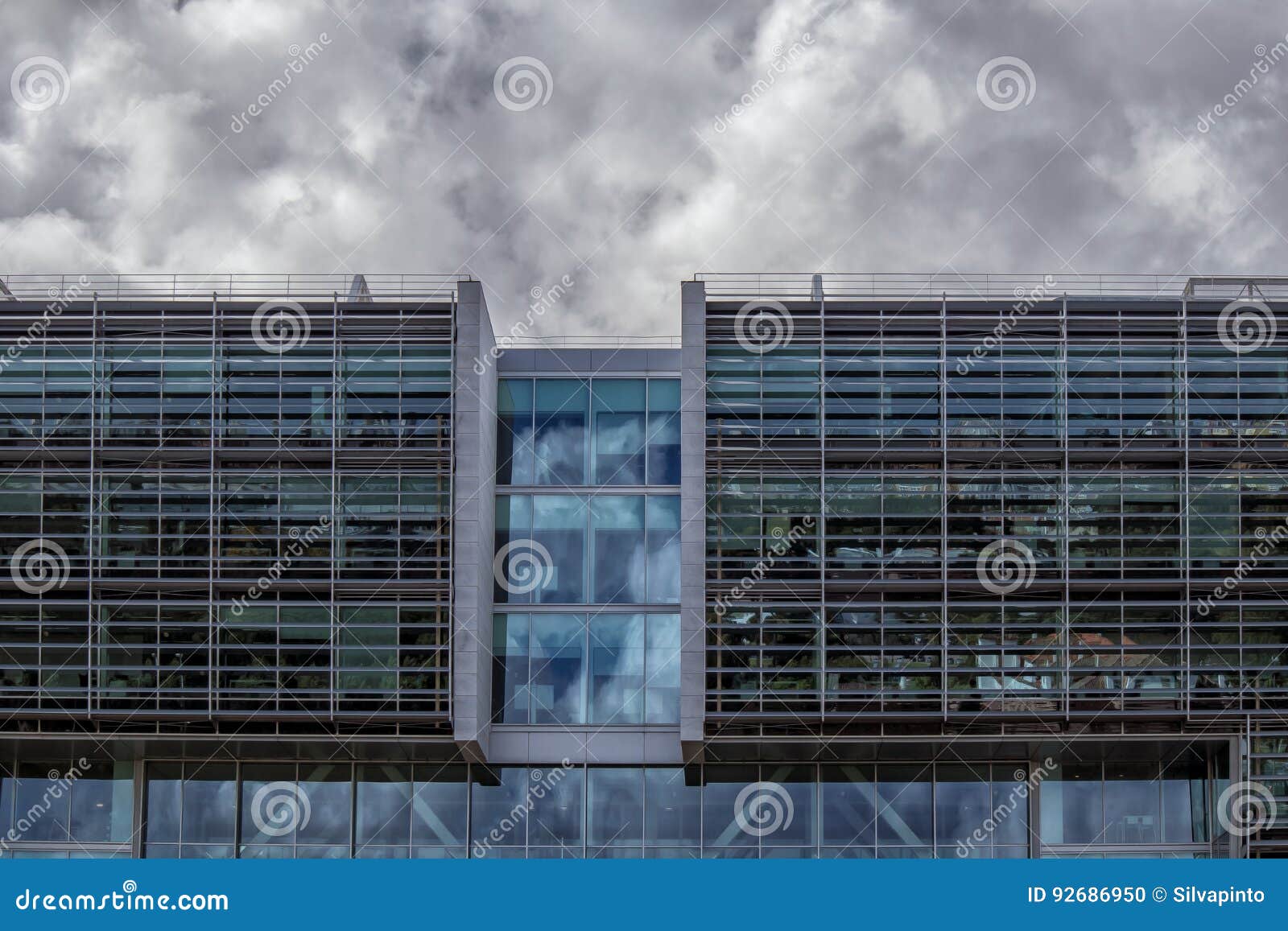 Modern Mirrored Building in Lisbon Portugal Stock Photo - Image of ...