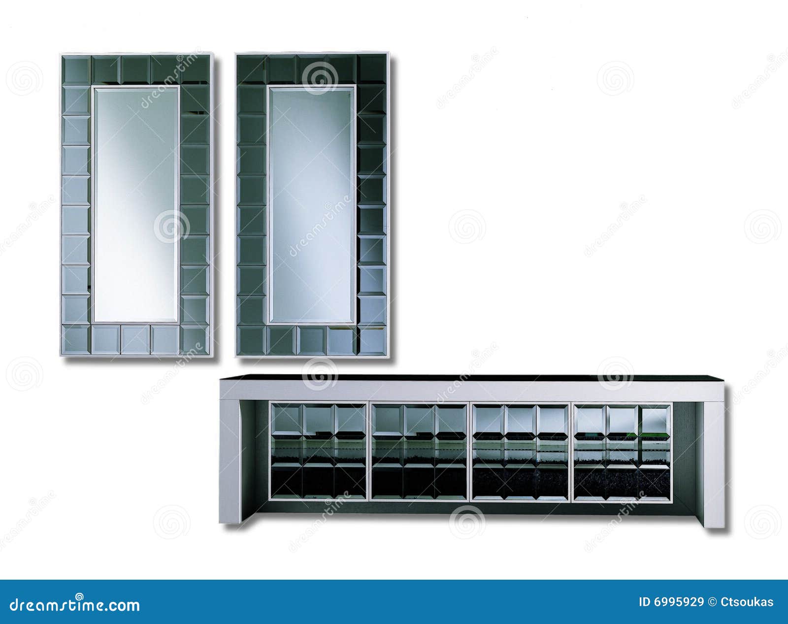 Modern Mirrors and Sofa stock illustration. Illustration of inside ...