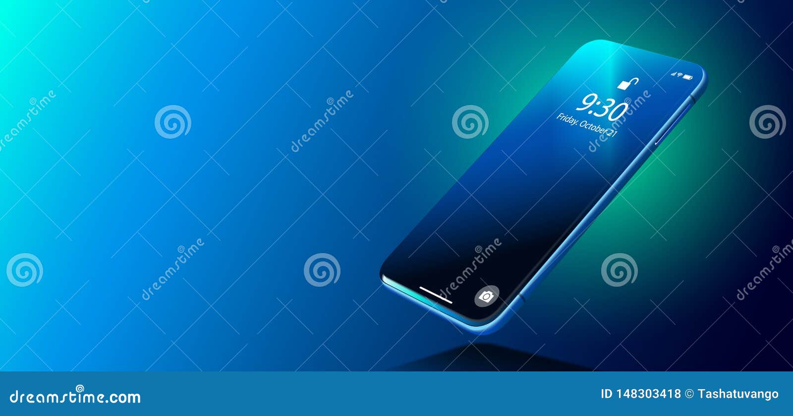 Modern Mobile Cell Phone on Colorful Background. Stock Vector ...