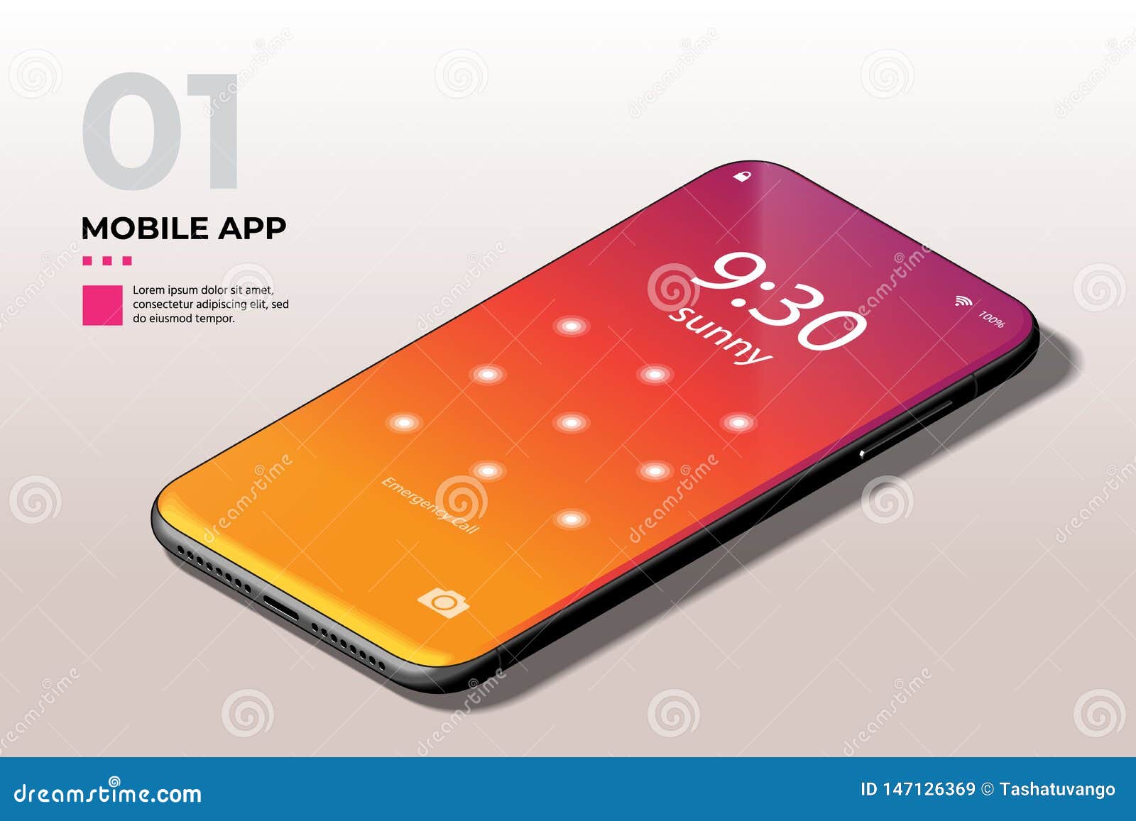 Modern Mobile Cell Phone with Lock Screen UI, UX and GUI Template ...