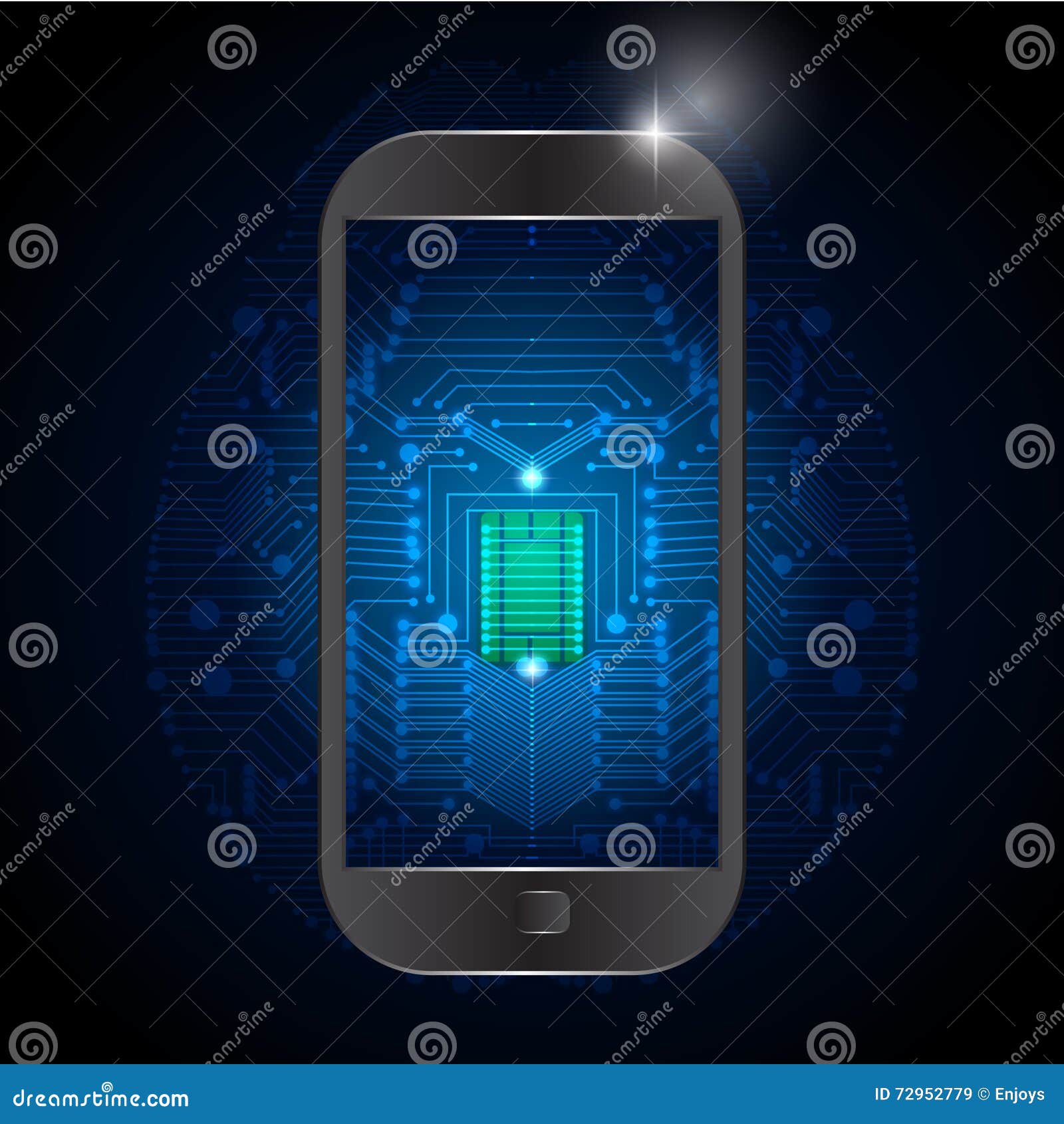 Modern Mobile Device Over Technology . Vector Illustration Stock ...