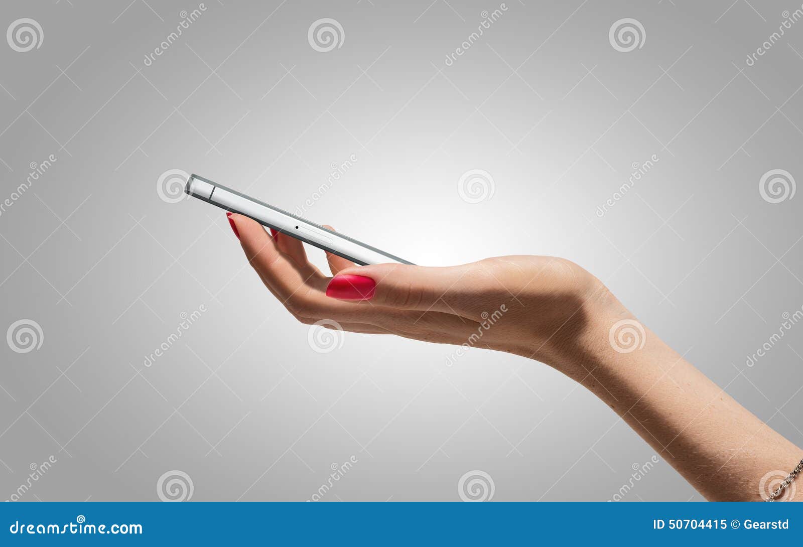 Modern mobile on the hand stock image. Image of female - 50704415
