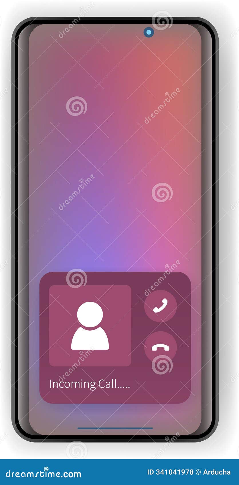 Modern Mobile Interface Illustrating Incoming Call Screen with Gradient ...