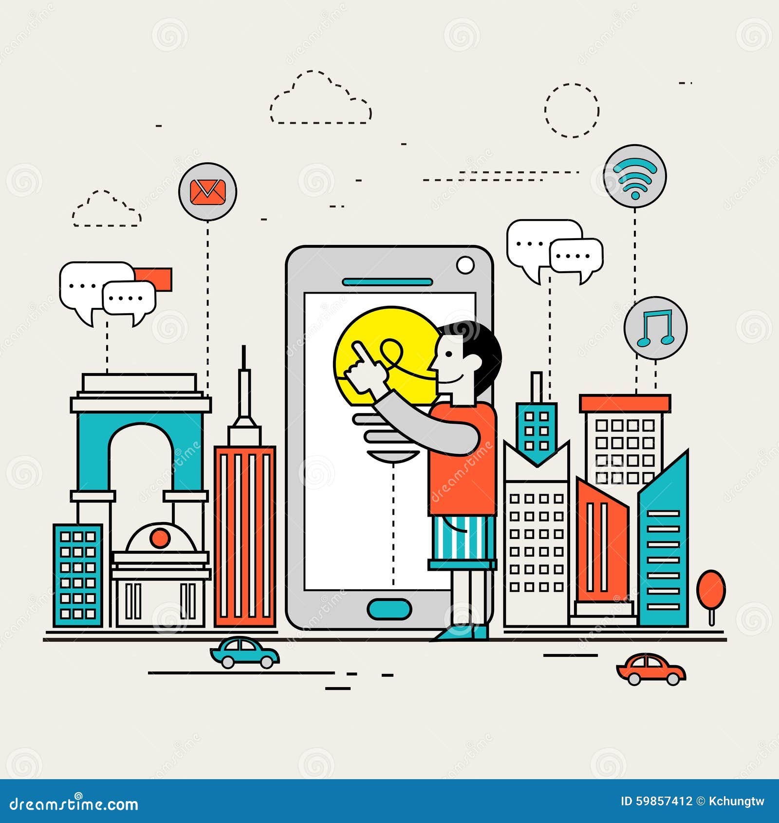 Modern mobile life stock vector. Illustration of media - 59857412