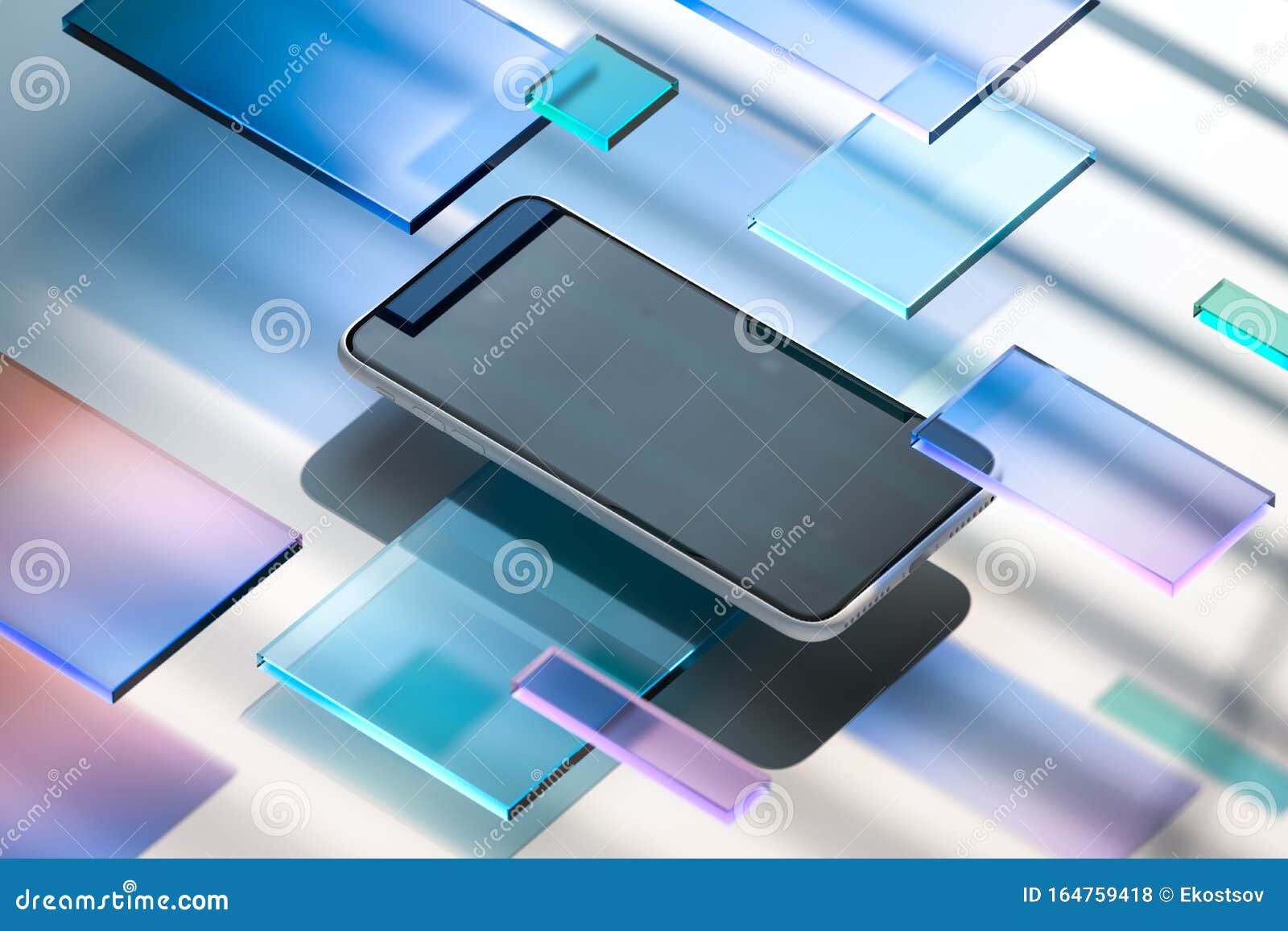 Modern Mobile Phone with Blank Screen on Glossy and Matte Squares ...