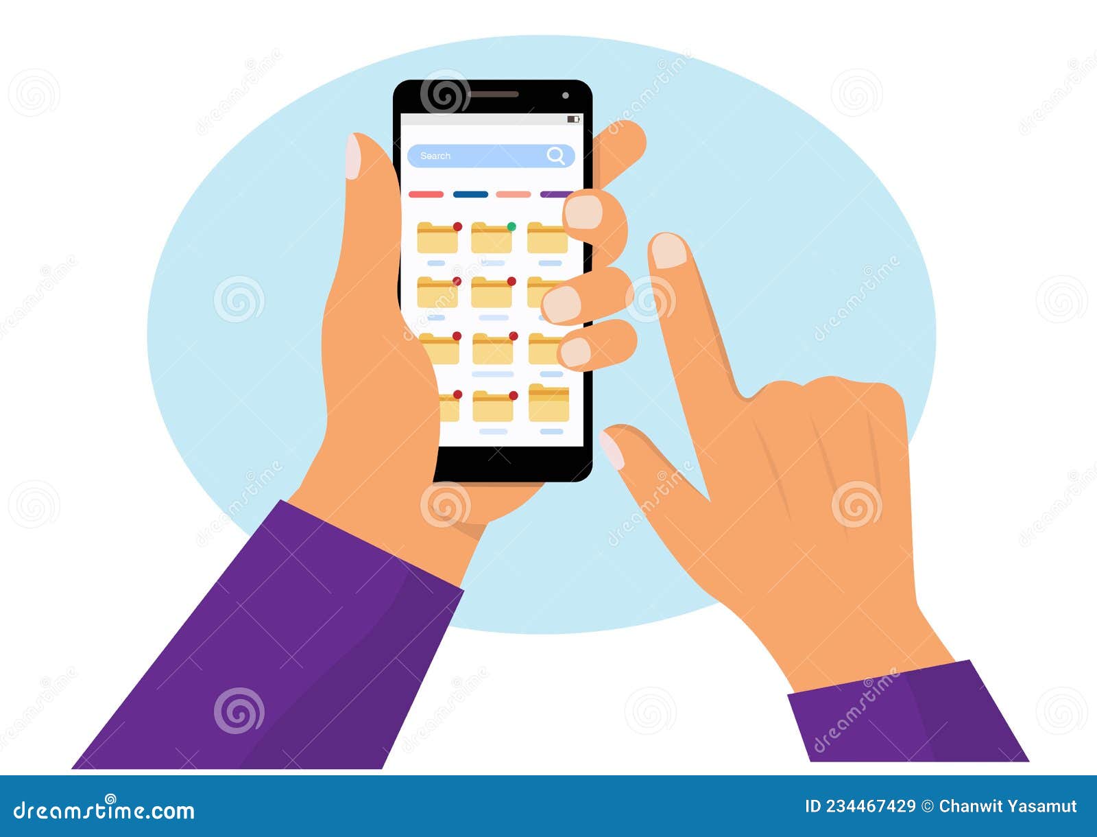 Modern Mobile Phone with Folder Search and Cloud Synchronization Touch ...
