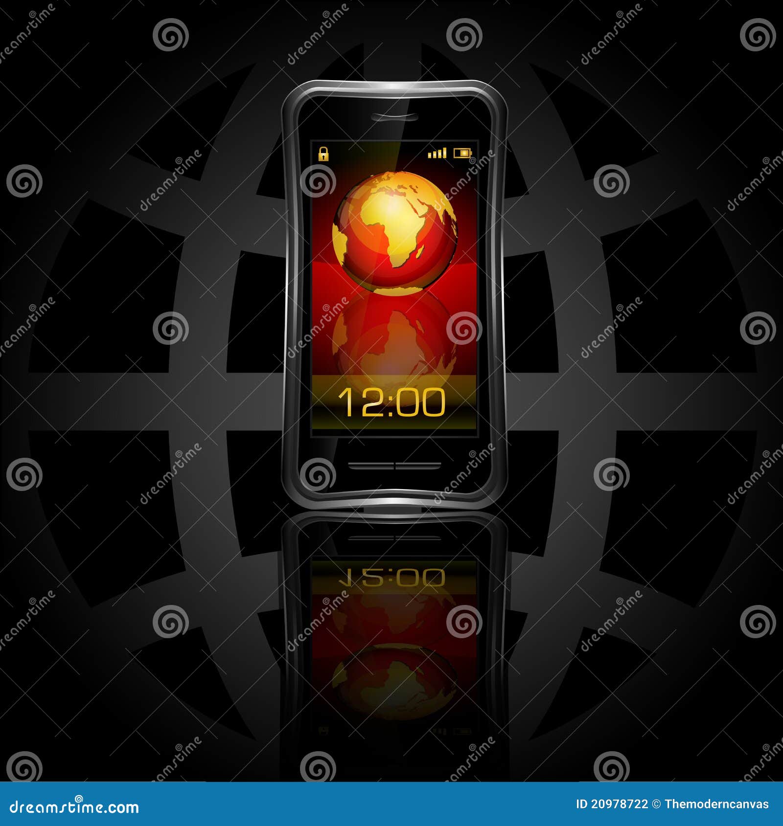 Modern Mobile Phone with Globe Stock Vector - Illustration of mobile ...