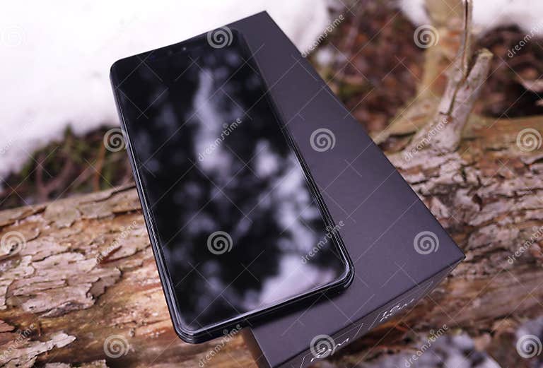 Modern Mobile Phone with Large Screen, Close-up and Assembly Details ...