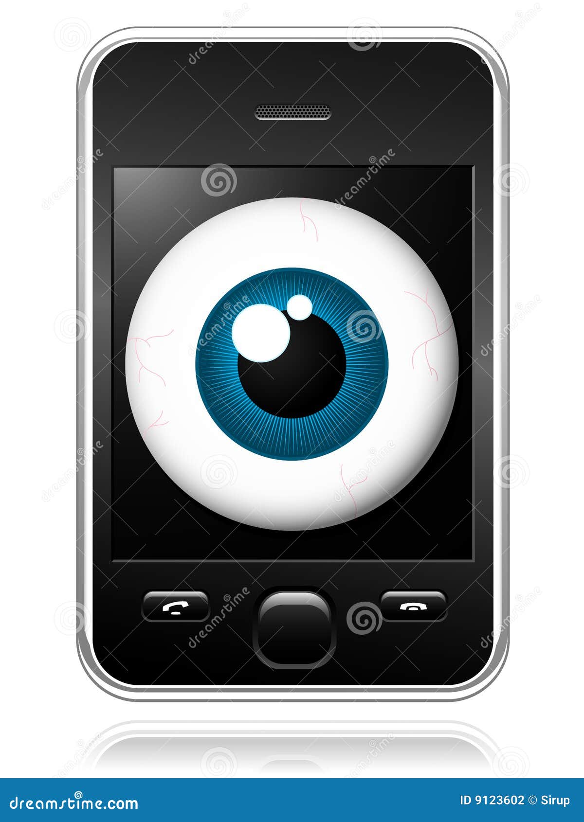 Modern Mobile Phone with Observing Eye Stock Vector - Illustration of ...