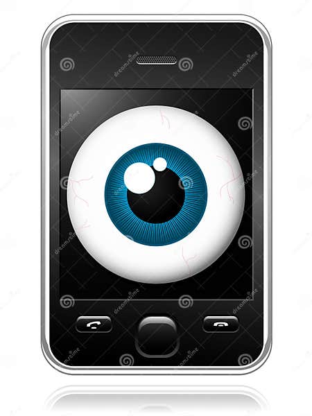 Modern Mobile Phone with Observing Eye Stock Vector - Illustration of ...