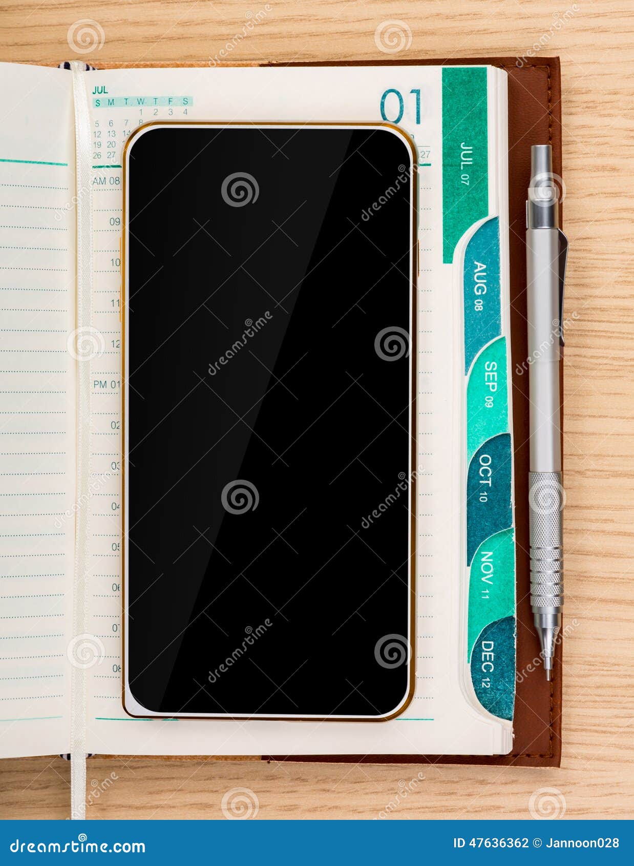 Modern Mobile Phone and Year Business Project Planner Book with Stock ...