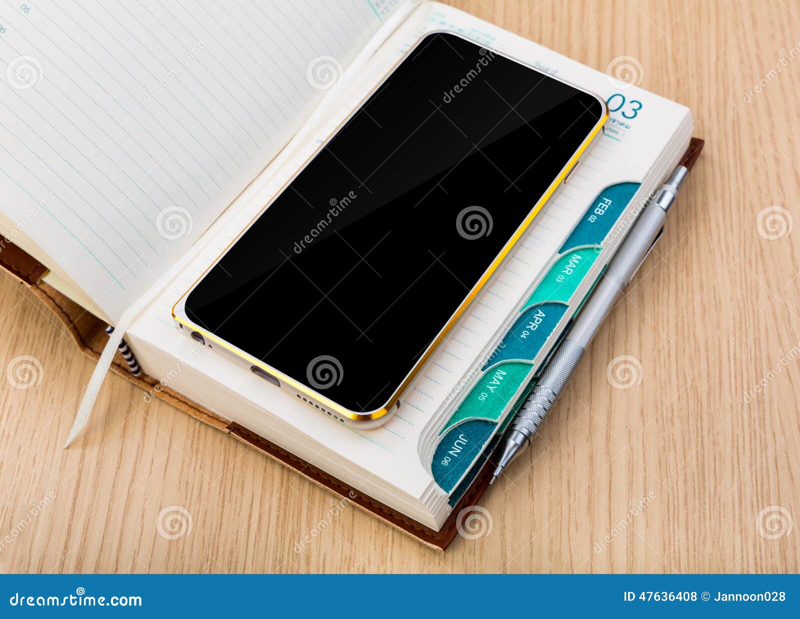 Modern Mobile Phone and Year Business Project Planner Book with Stock ...