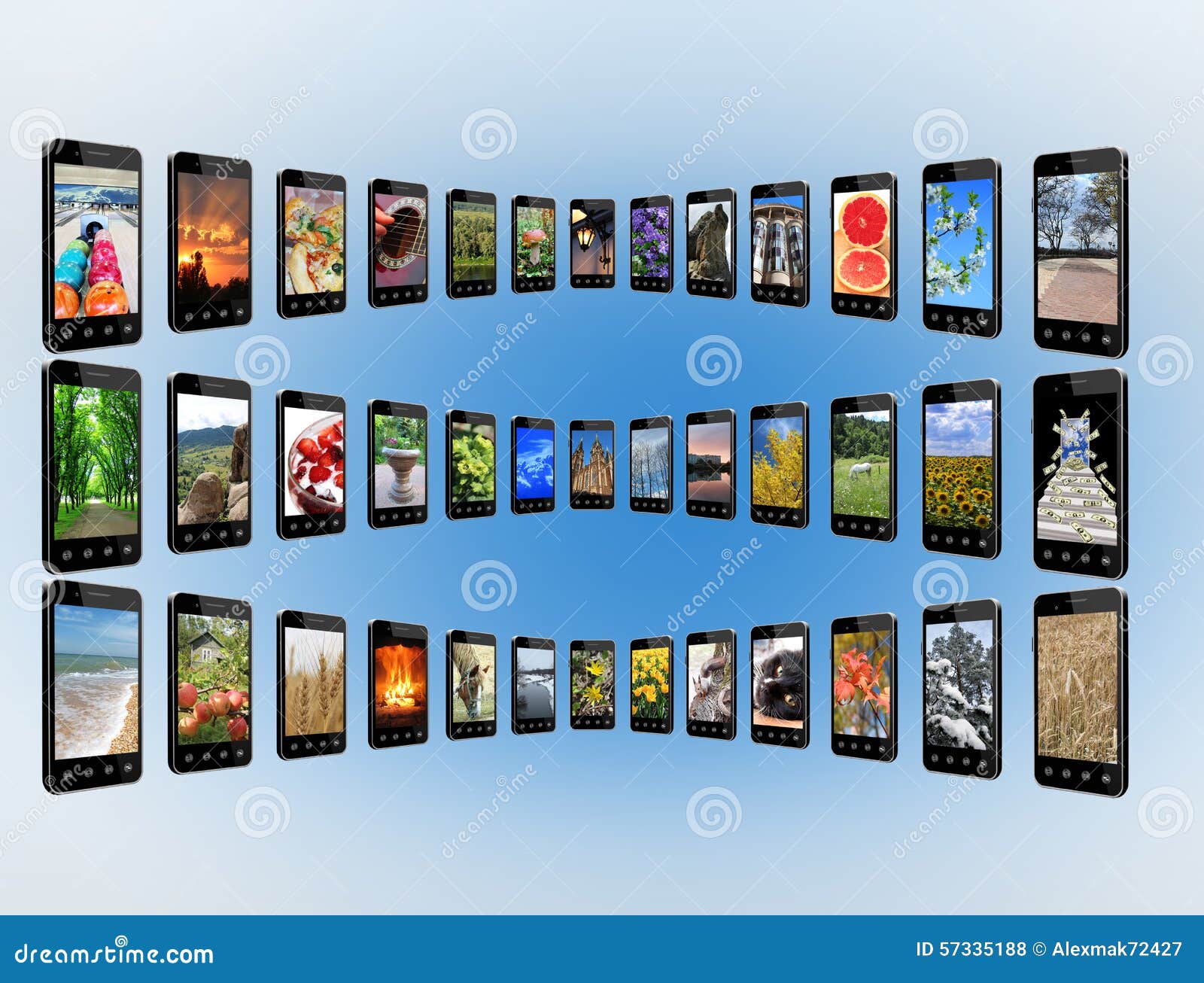 Modern Mobile Phones with Different Images Stock Photo - Image of ...