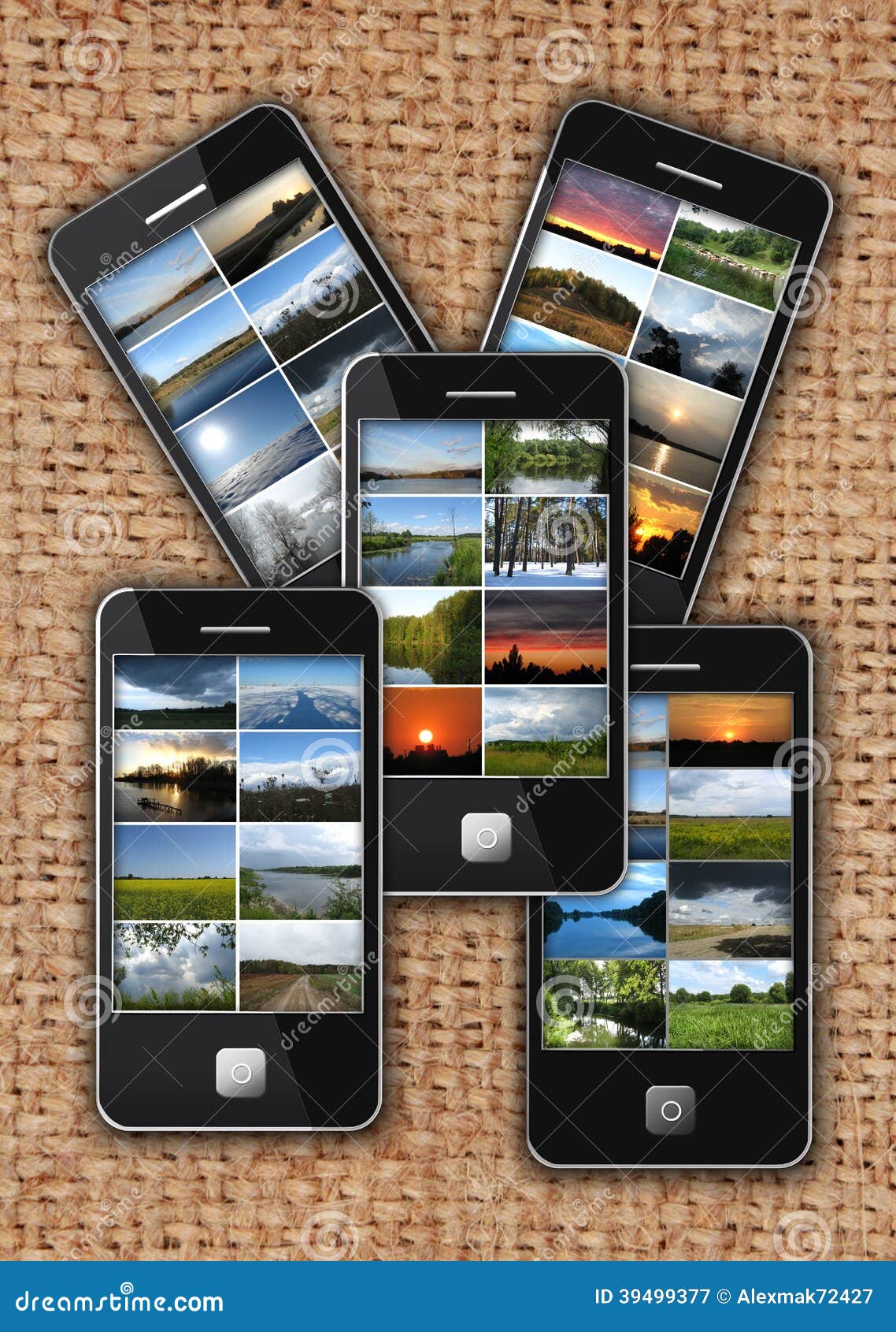 Modern Mobile Phones with Different Images Stock Image - Image of ...