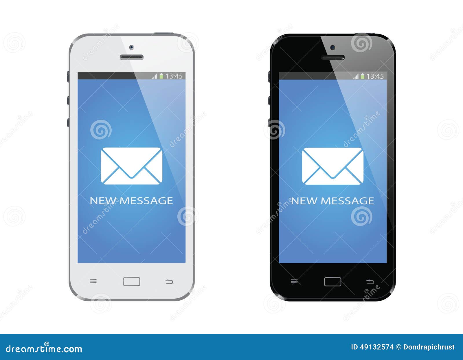 Modern Mobile Smart Phone with New Message Display Isolated Stock ...