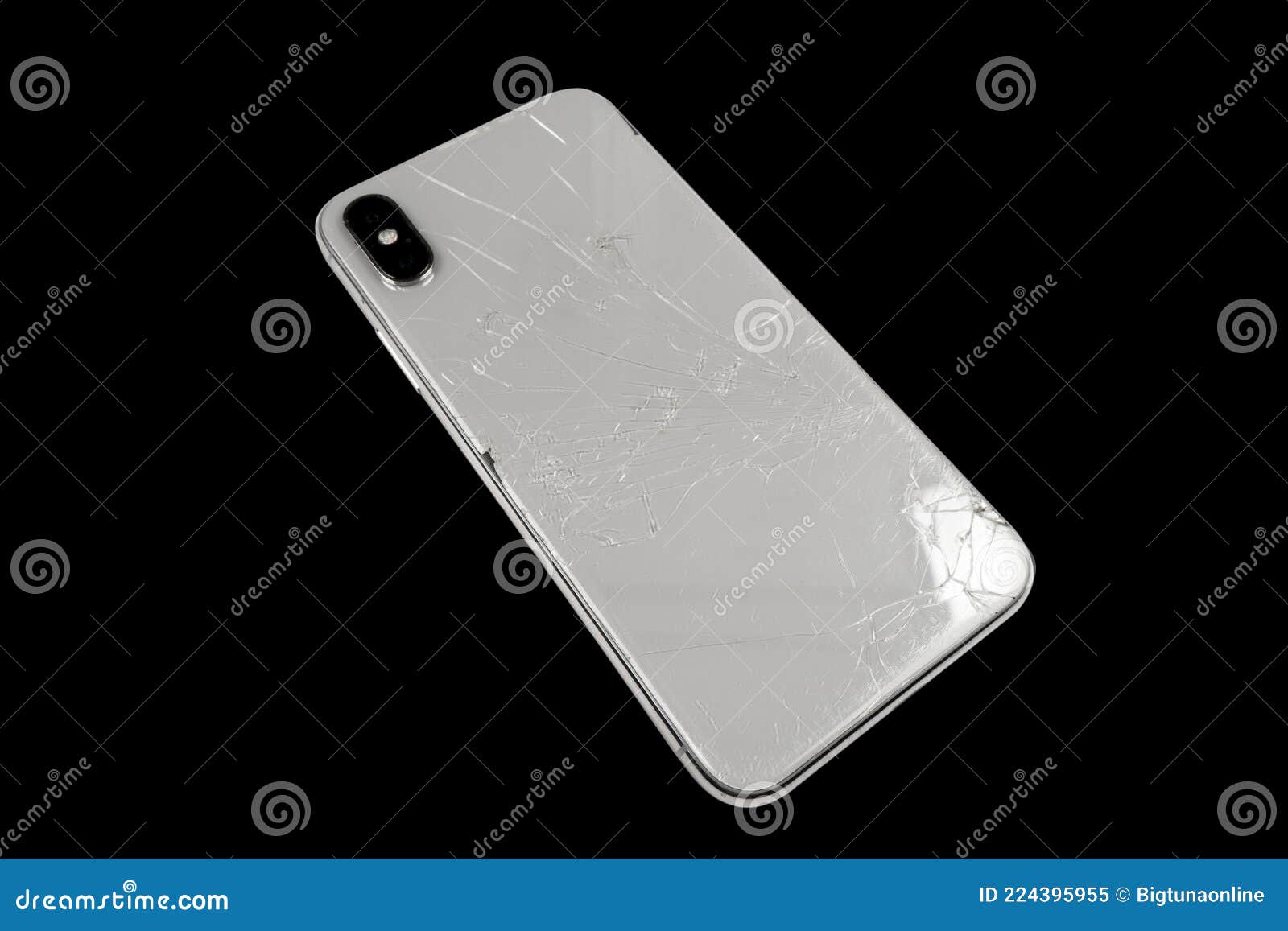 Modern Mobile Smartphone Broken Screen and Damages Isolated on Black ...