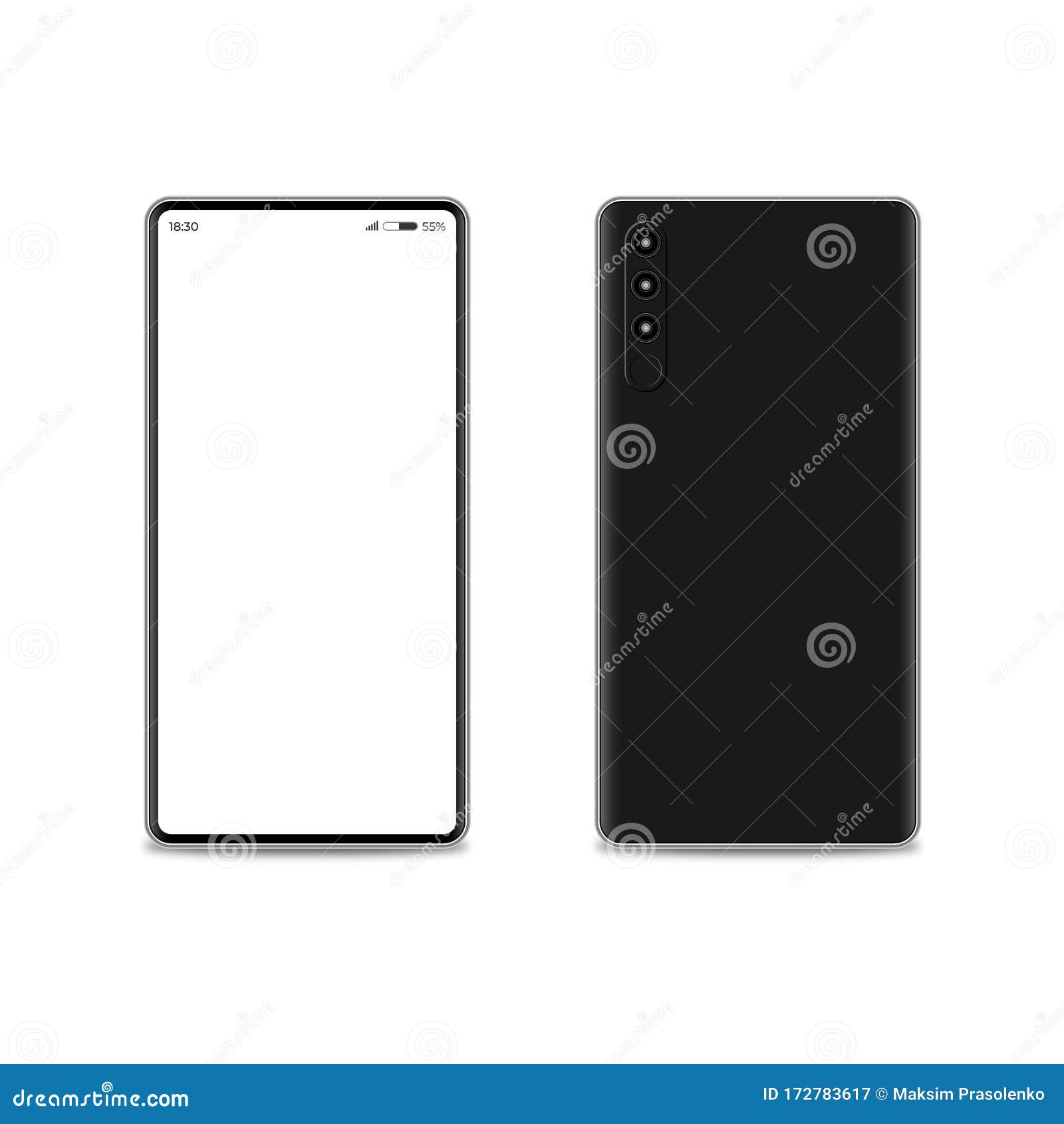 Modern Mobile Smartphone with Thin Edges. Front and Back View ...