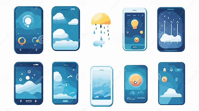 Modern Mobile Weather App Interface Design with User-Friendly GUI ...