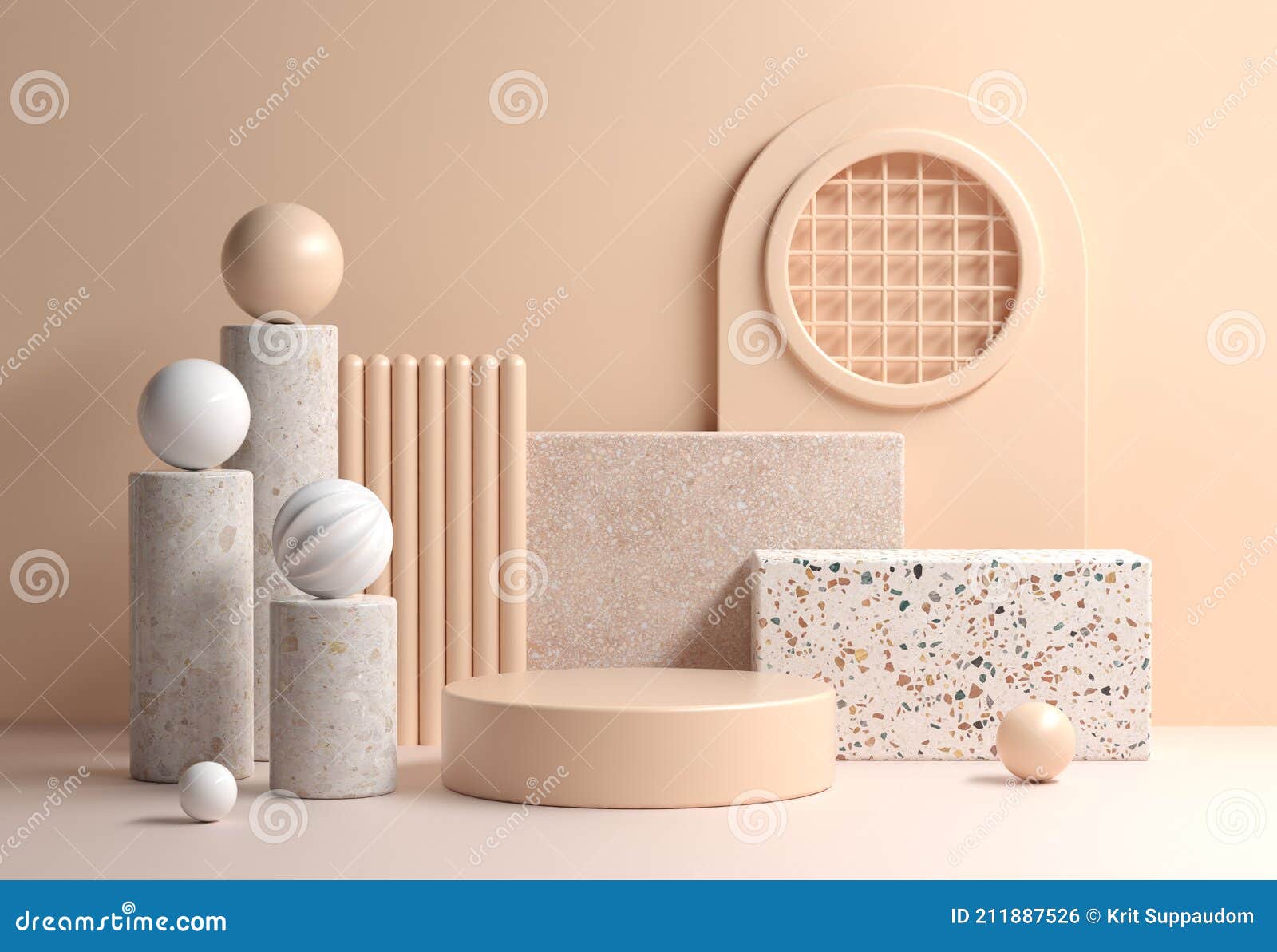 Modern Mockup Soft Beige Display with Abstract Geometry Composition ...
