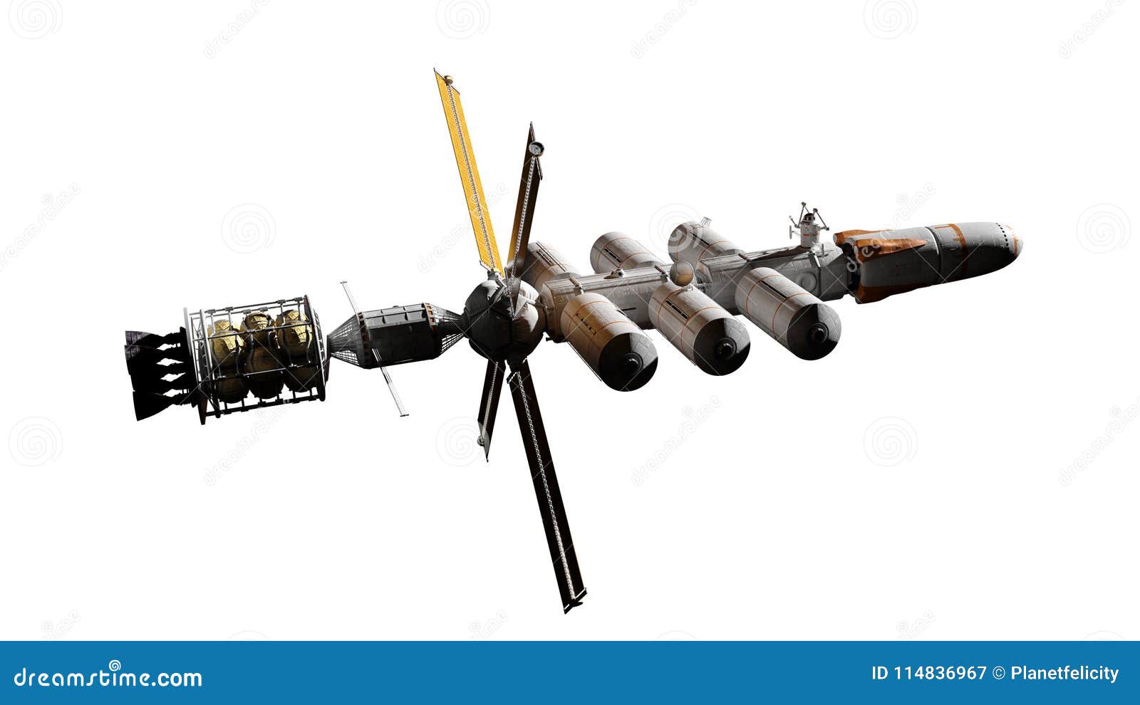 Futuristic Space Ship Isolated on White Background, Rocket Ship Design ...