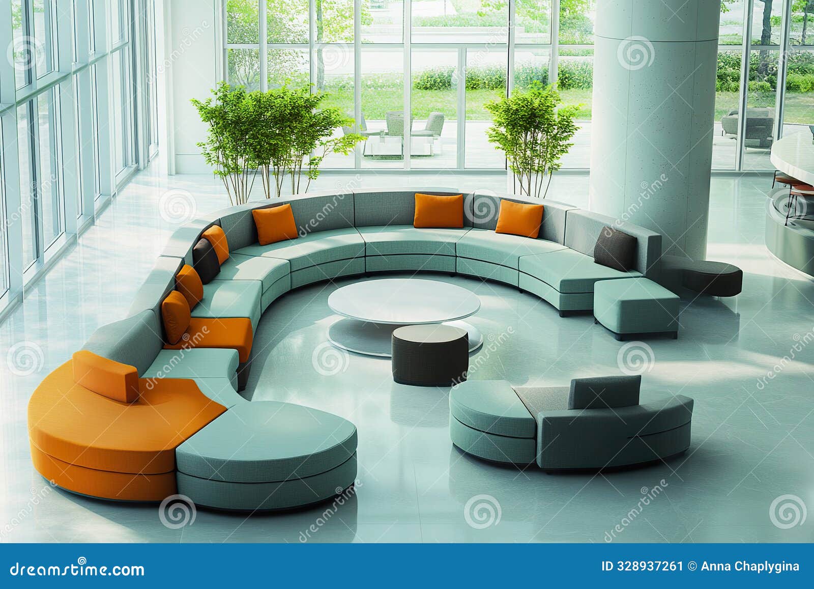 Modern Modular Seating Set in Bright Spacious Lobby Stock Image - Image ...