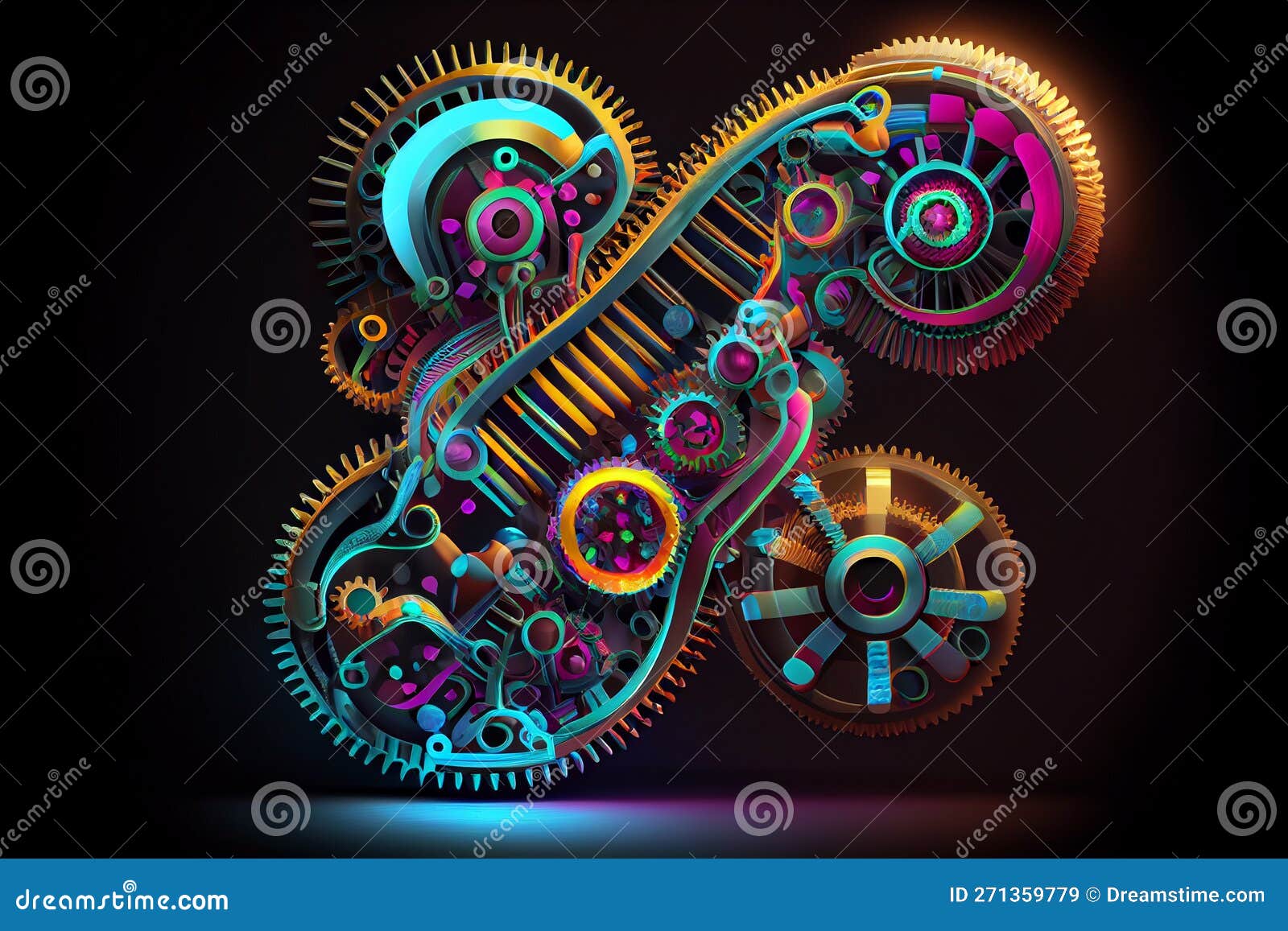 Modern Molecule Structure with Metal Gears Stock Illustration ...