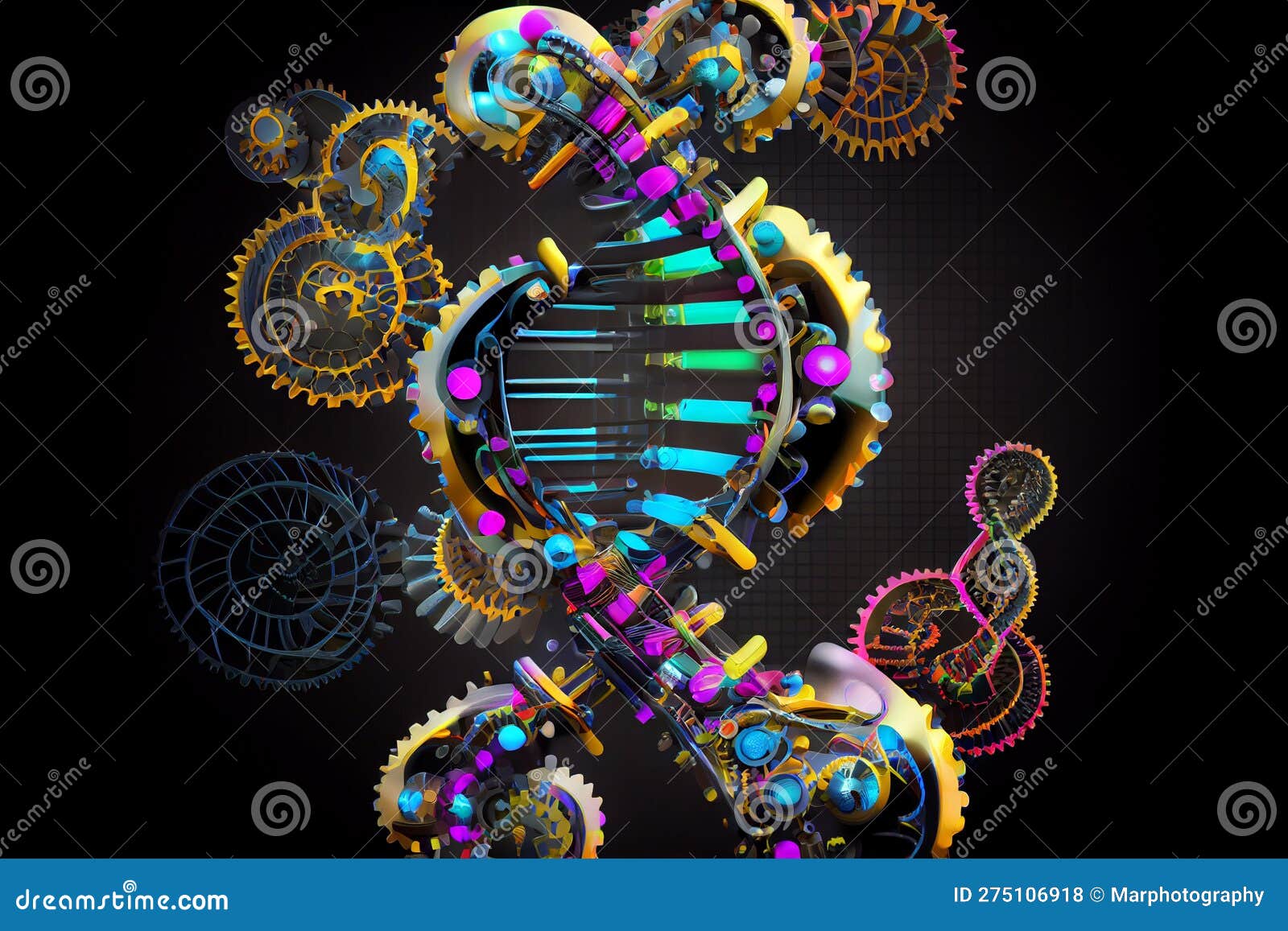 Modern Molecule Structure with Metal Gears Stock Illustration ...