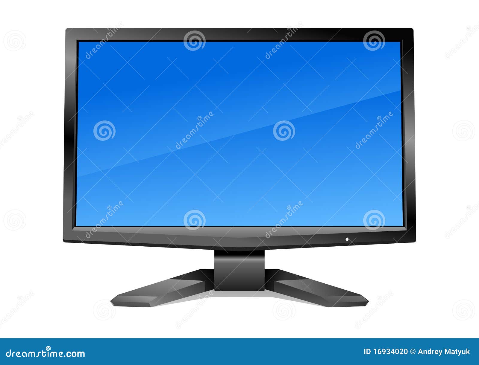 Modern Monitor with Blue Screen Stock Vector - Illustration of isolated ...