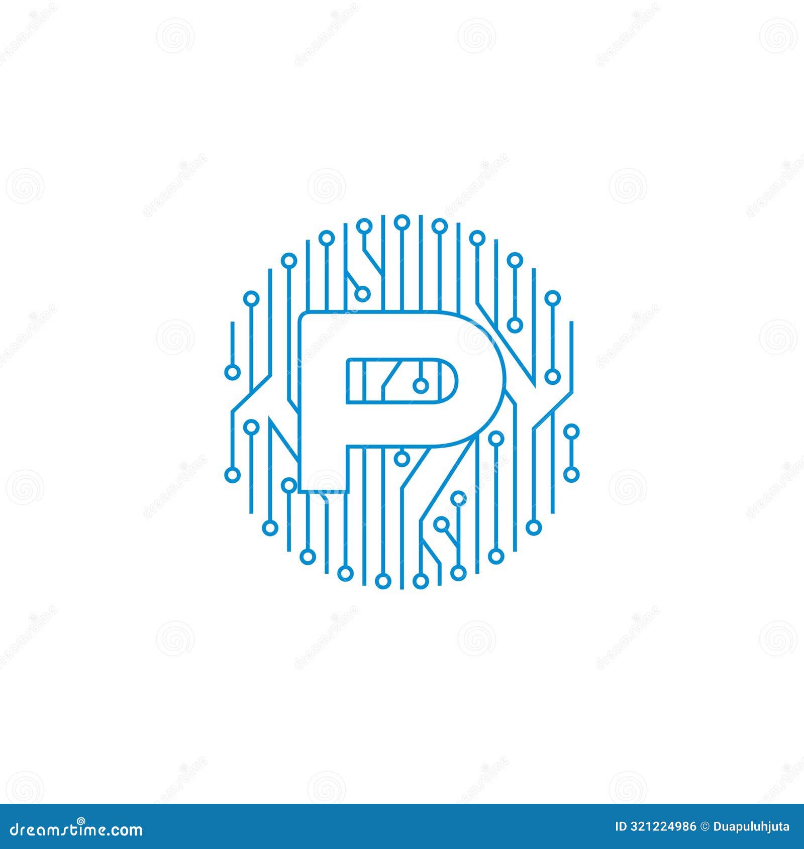 Letter P and Electronic Circuit Logo Vector 003 Stock Vector ...