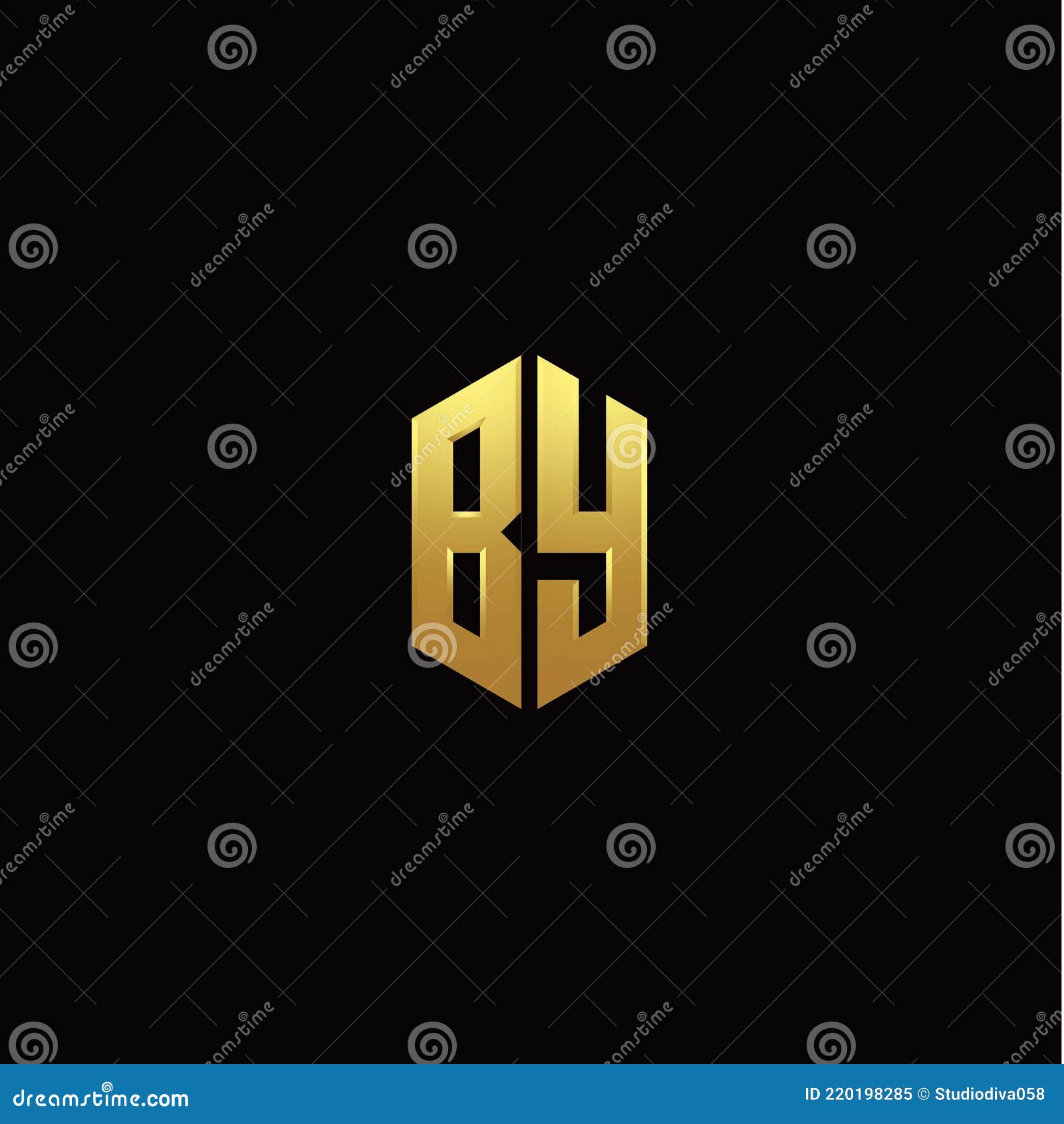 B Y Modern Monogram Style Initial Logo Template Stock Vector ...
