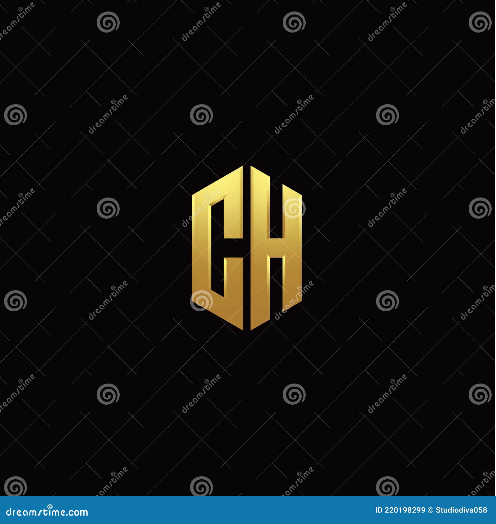 C H Modern Monogram Style Initial Logo Template Stock Vector ...