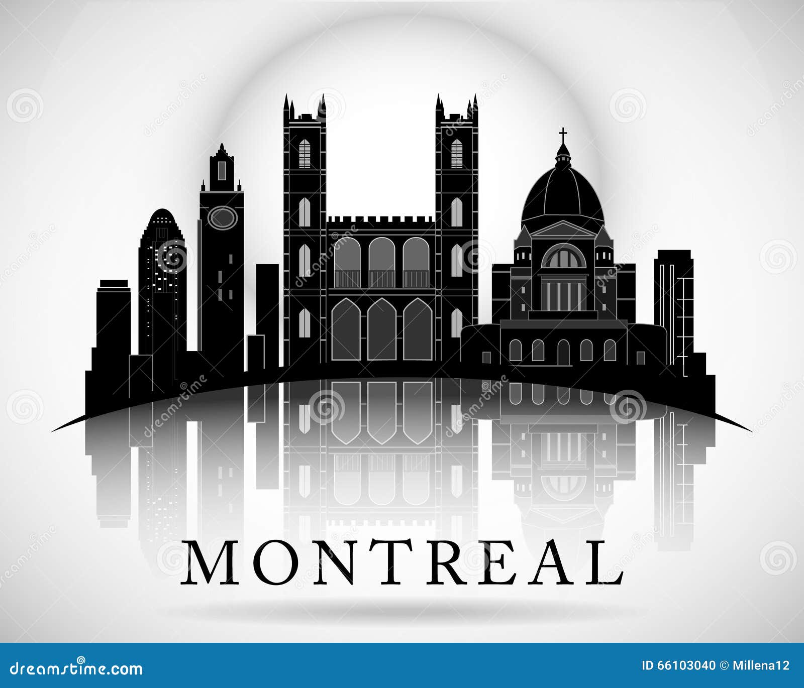 Montreal City, Canada Skyline. Cityscape Panoramic Silhouette With ...